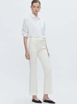CALLAS MILANO Permanent Collection Lola Jersey Crop Flare Trousers - White