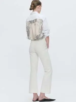 CALLAS MILANO Permanent Collection Lola Jersey Crop Flare Trousers - White