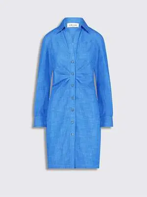 Permanent Collection Odette Stretch Denim Shirtdress Blue - Indigo