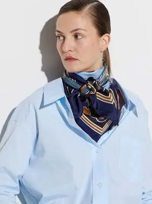 Permanent Collection Milano Silk Scarf /navy Large
