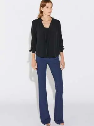 Permanent Collection Olympia Silk Crewneck Top - Black