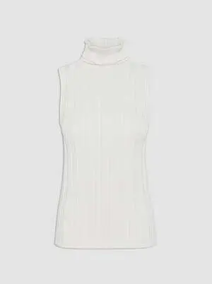 CALLAS MILANO Permanent Collection Romy Sleeveless Turtleneck Knit Top - Ivory