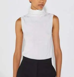 CALLAS MILANO Permanent Collection Romy Sleeveless Turtleneck Knit Top - Ivory