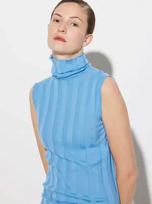 CALLAS MILANO Permanent Collection Romy Sleeveless Turtleneck - Indigo Blue