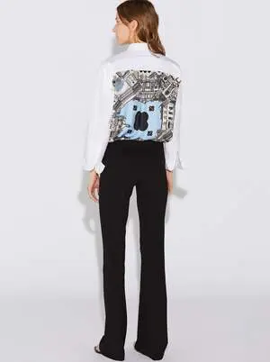 CALLAS MILANO Permanent Collection Milano Silk Twill Graphic Shirt - White