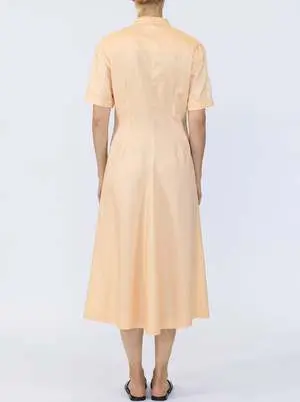 CALLAS MILANO Ss26 Noor Short Sleeve Button Front Midi Shirtdress - Pale Orange