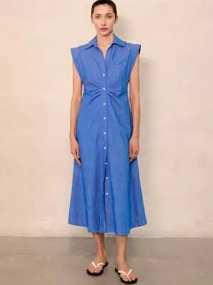 CALLAS MILANO Miami Sleeveless Shirtdress - Bright Indigo