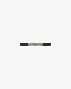 Saint Laurent Id Plaque Bracelet In Leather - Black