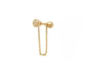 ZAHAV JEWELRY 14k Solid 18g Dangle Chain Cz Cartilage Stud - Gold
