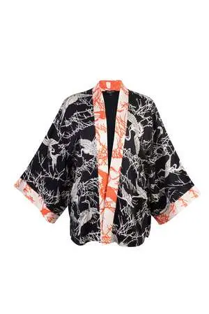 ARTEMIS MUSE Japanese Crane Print Short Kimono