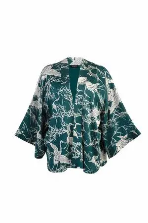 ARTEMIS MUSE Japanese Crane Print Short Kimono