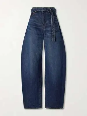 Sacai Belted High-rise Wide-leg Jeans