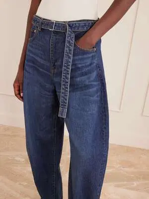 Sacai Belted High-rise Wide-leg Jeans