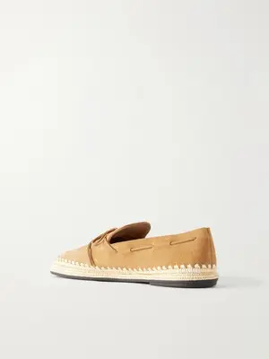 Tory Burch The Raffia Boaty Suede Loafers - Brown