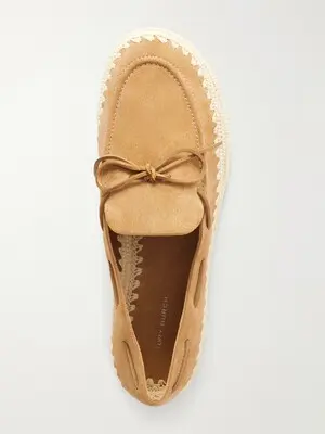 Tory Burch The Raffia Boaty Suede Loafers - Brown