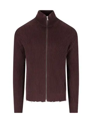 MAISON MARGIELA Ribbed Zip Sweater - Brown