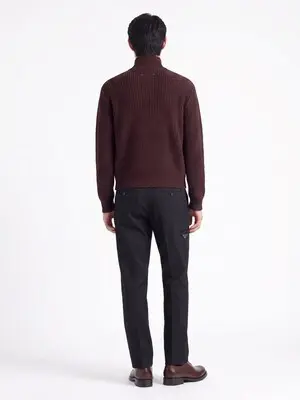 MAISON MARGIELA Ribbed Zip Sweater - Brown