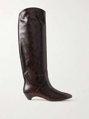 Le Monde Beryl Allegra 25 Snake-effect Leather Knee Boots