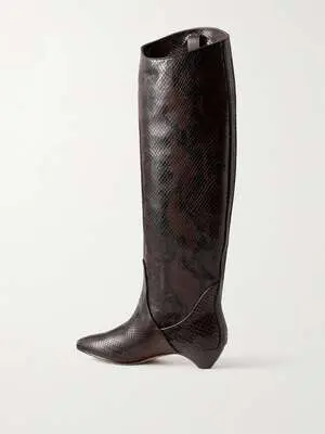 Le Monde Beryl Allegra 25 Snake-effect Leather Knee Boots