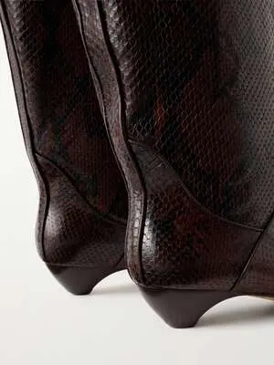 Le Monde Beryl Allegra 25 Snake-effect Leather Knee Boots