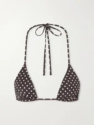 Matteau The String Polka Dot Triangle Bikini Top - Brown