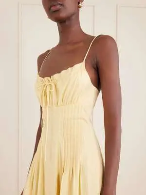 Staud Margi Ruffled Pleated Cotton-stretch Poplin Midi Dress
