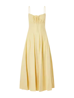 Staud Margi Ruffled Cotton-stretch Poplin Midi Dress - Yellow