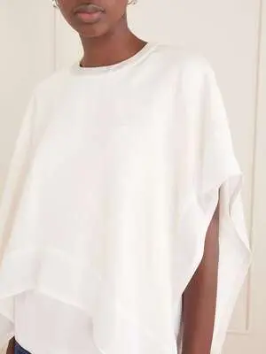 Sacai Layered Cotton-trimmed Satin Blouse