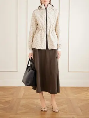 Burberry Belted Wool Gabardine Midi Skirt - Brown