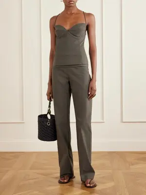 ST. AGNI Studio Stretch Poplin Camisole - Brown
