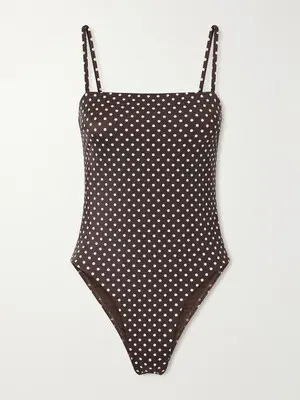Matteau Petite Square Polka-dot Recycled Swimsuit - Brown