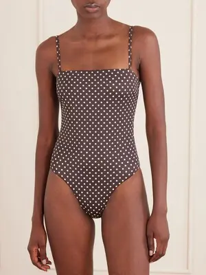 Matteau Petite Square Polka-dot Recycled Swimsuit - Brown