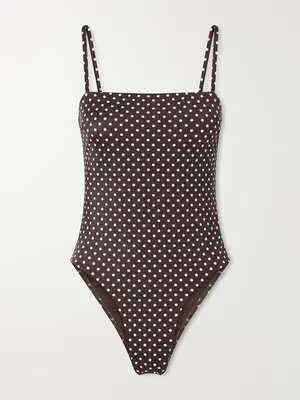 Matteau Petite Square Polka-dot Recycled Swimsuit - Chocolate