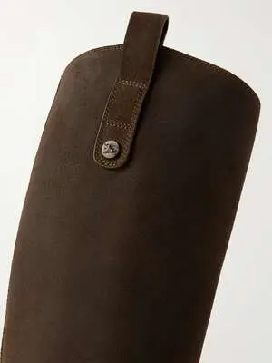Burberry Buckled Suede Knee Boots
