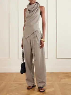 ST. AGNI Backless Draped Wool-blend Top