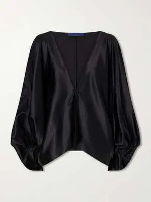 Sharon Wauchob Draped Silk Blouson Jacket - Black