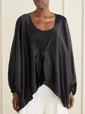 Sharon Wauchob Draped Silk Blouson Jacket - Black