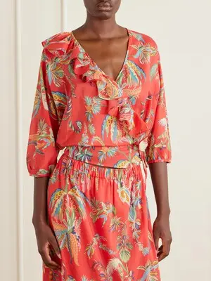 Etro Ruffled Printed Cotton Blouse