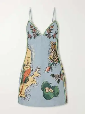 Farm Rio Beaches Path Printed Linen Mini Dress - Multi