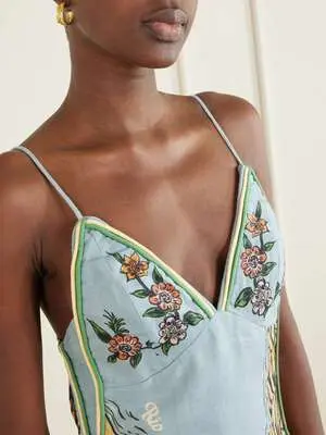 Farm Rio Beaches Path Printed Linen Mini Dress