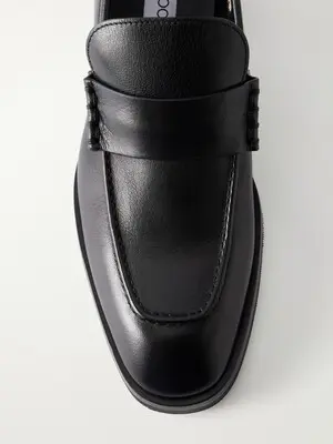 JIMMY CHOO Wilder Leather Loafers With Stacked Heel - Black