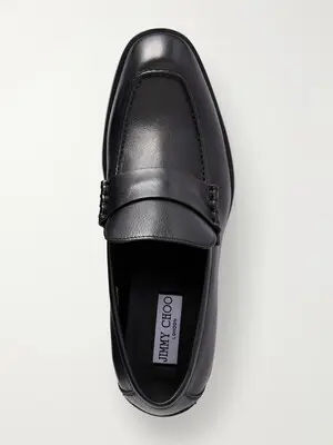 JIMMY CHOO Wilder Leather Loafers With Stacked Heel - Black