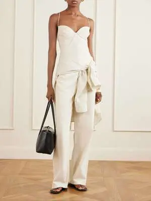 ST. AGNI Studio Stretch Cotton-blend Poplin Camisole