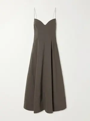 ST. AGNI Cami Stretch Cotton-blend Poplin Midi Dress - Metallic
