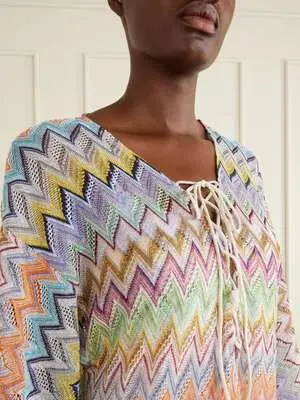 Missoni Striped Metallic Crochet-knit Coverup
