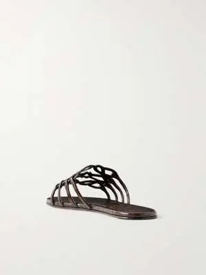 Loewe Petal Anagram Croc-effect Leather Slides
