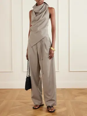 ST. AGNI Pleated Wool-blend Barrel-leg Pants