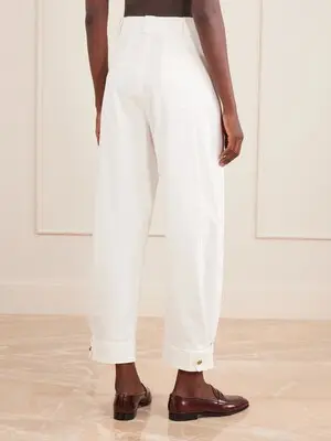 Max Mara Adorni High-rise Tapered Stretch-cotton Pants