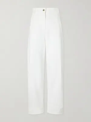 Max Mara Adorni High-rise Tapered Stretch-cotton Pants - White