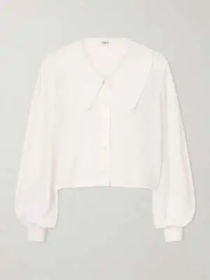 Chloé Cropped Silk-crepe De Chine Blouse